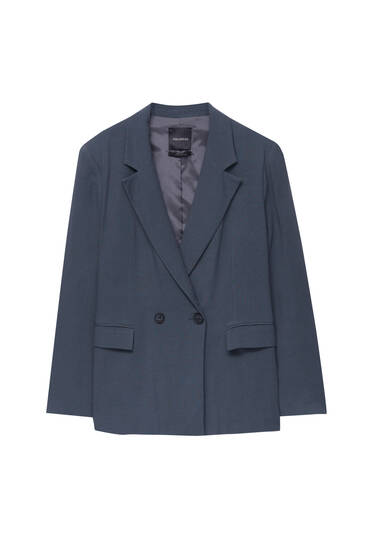 Rustic double-breasted blazer - PULL&BEAR