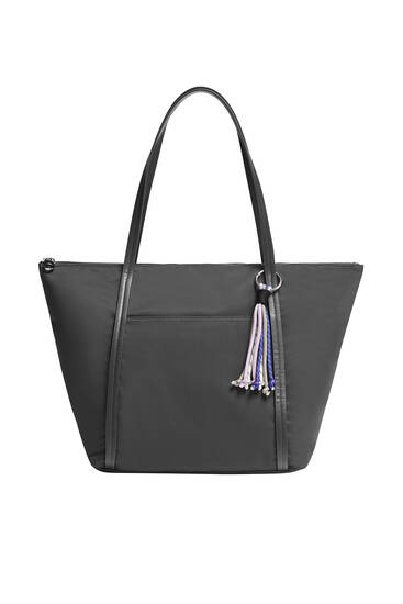 Nylon shopper bag with decorative pendant - PULL&BEAR