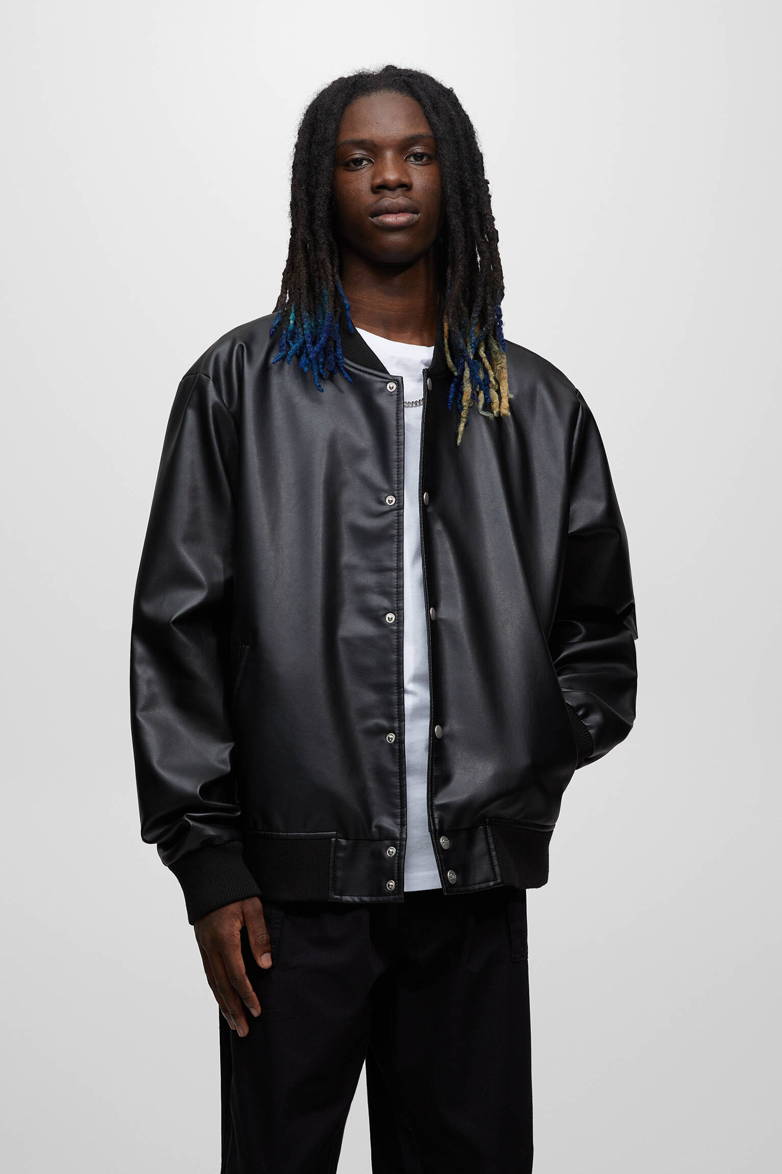 Black Basic Faux Leather Bomber Jacket PULL&BEAR, 46% OFF