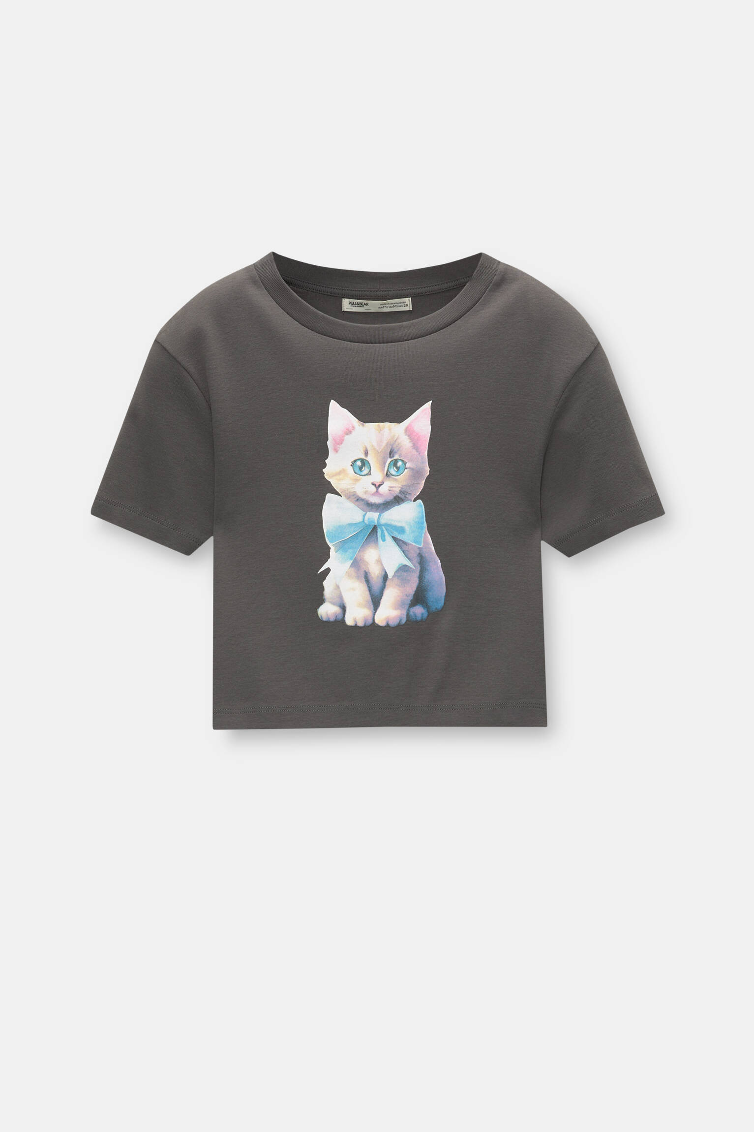 Cropped cat T-shirt - PULL&BEAR