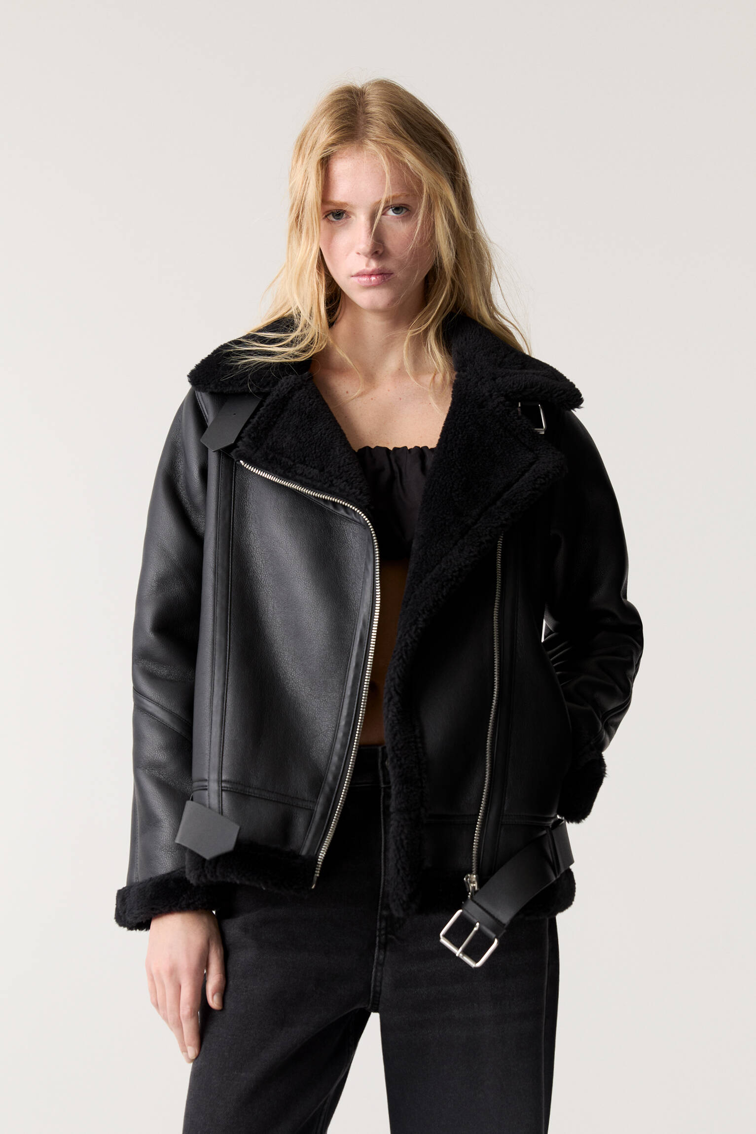 Double-faced faux leather jacket - PULL&BEAR