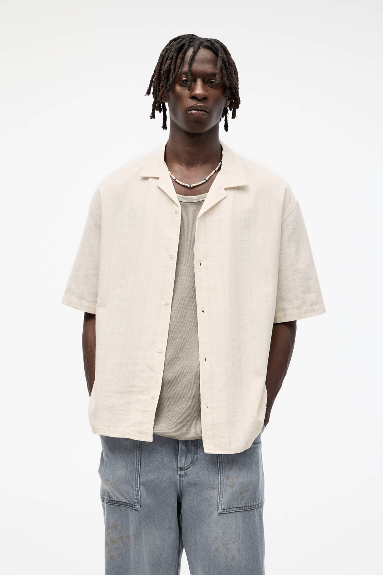 Striped short sleeve shirt - PULL&BEAR