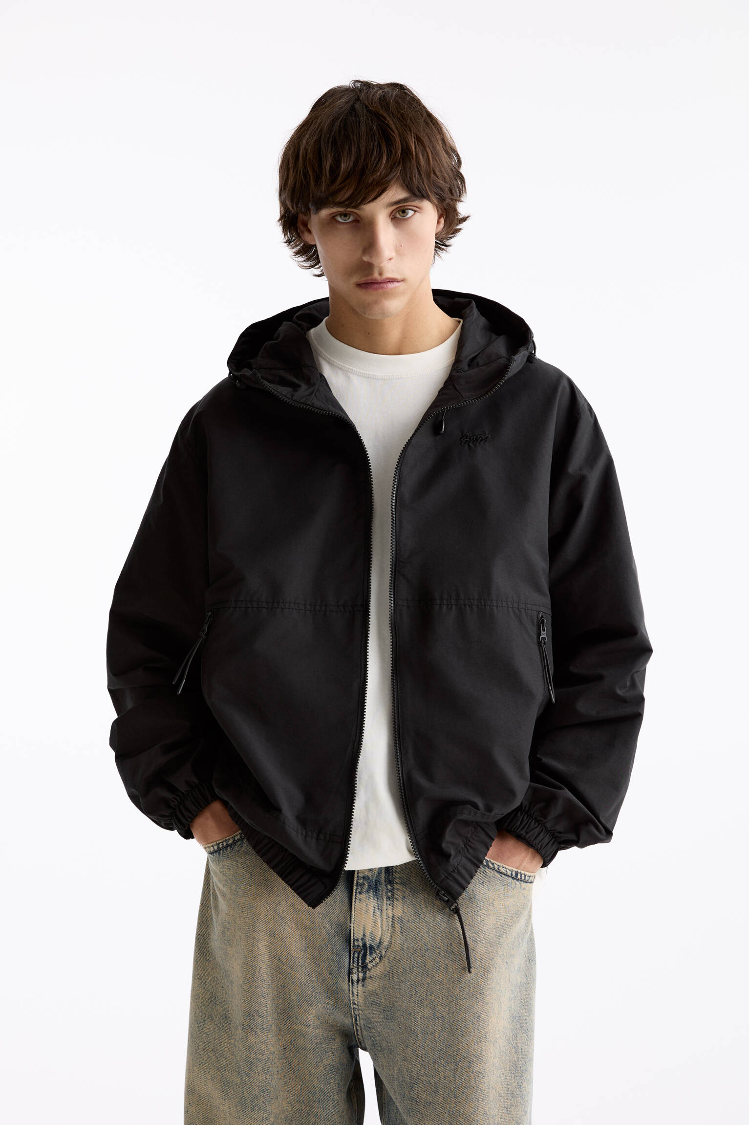 Basic raincoat with hood - PULL&BEAR