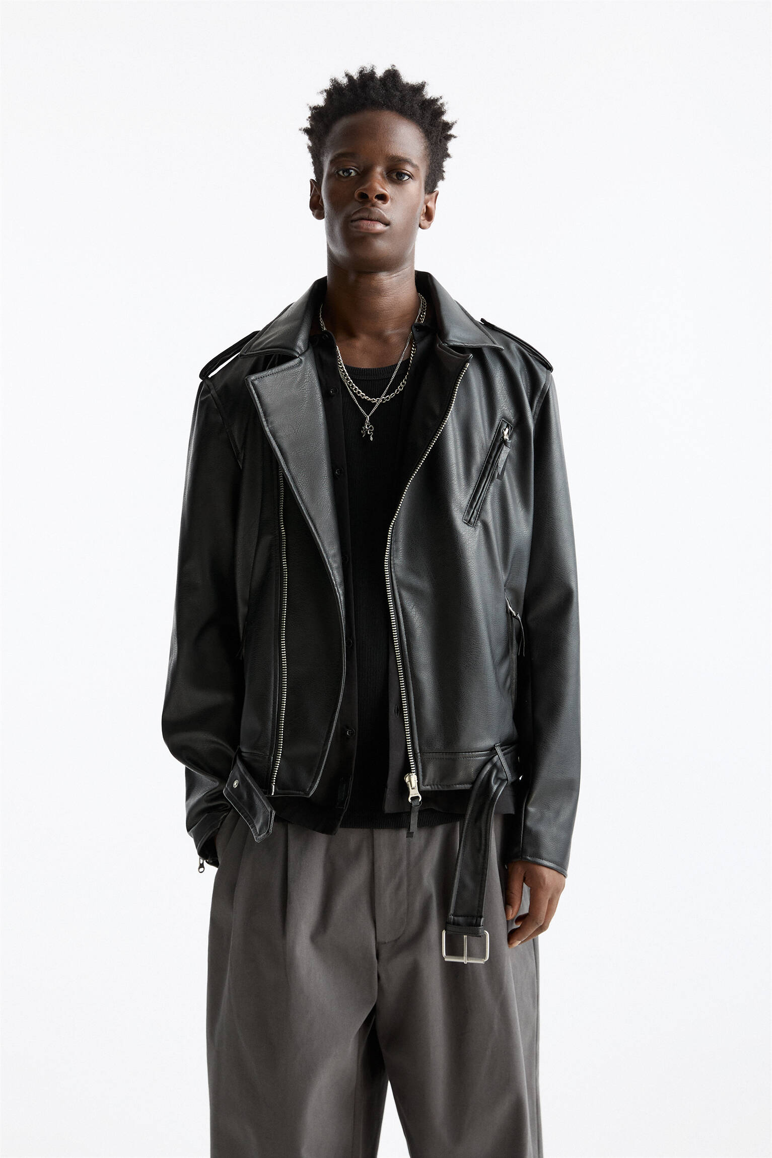 Leather effect biker jacket - PULL&BEAR
