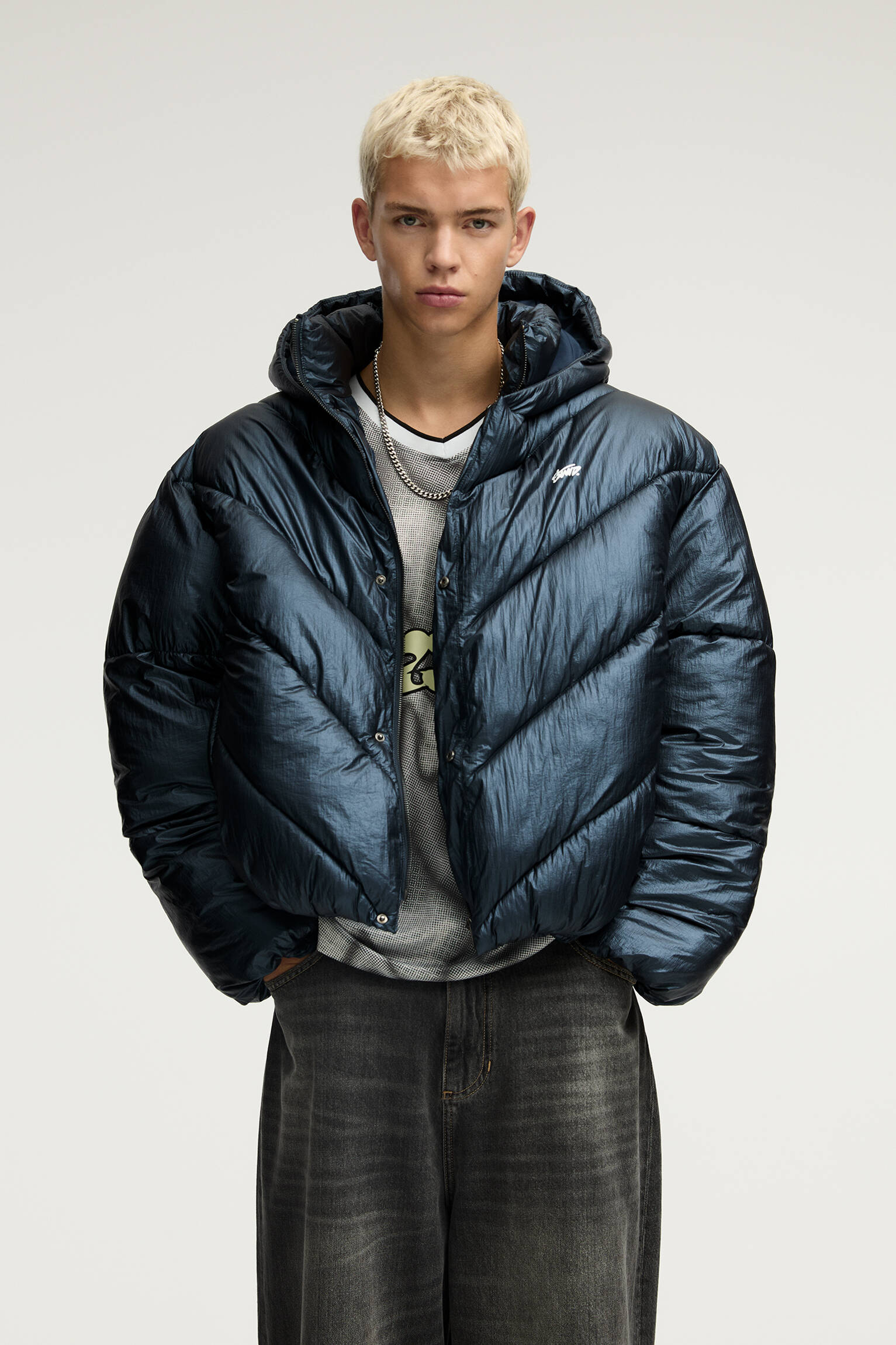 Metallic puffer jacket - PULL&BEAR