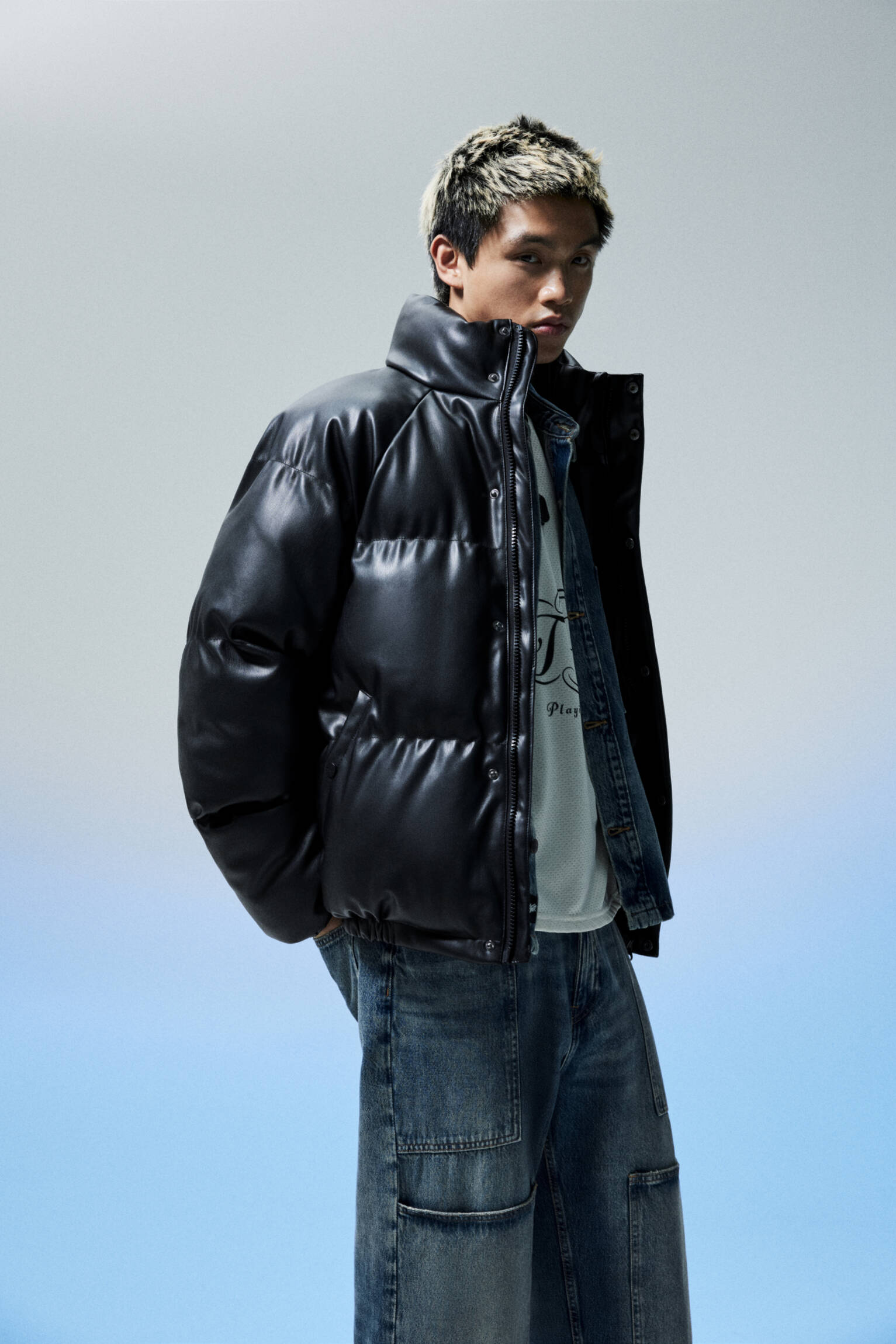 Faux leather puffer jacket - PULL&BEAR