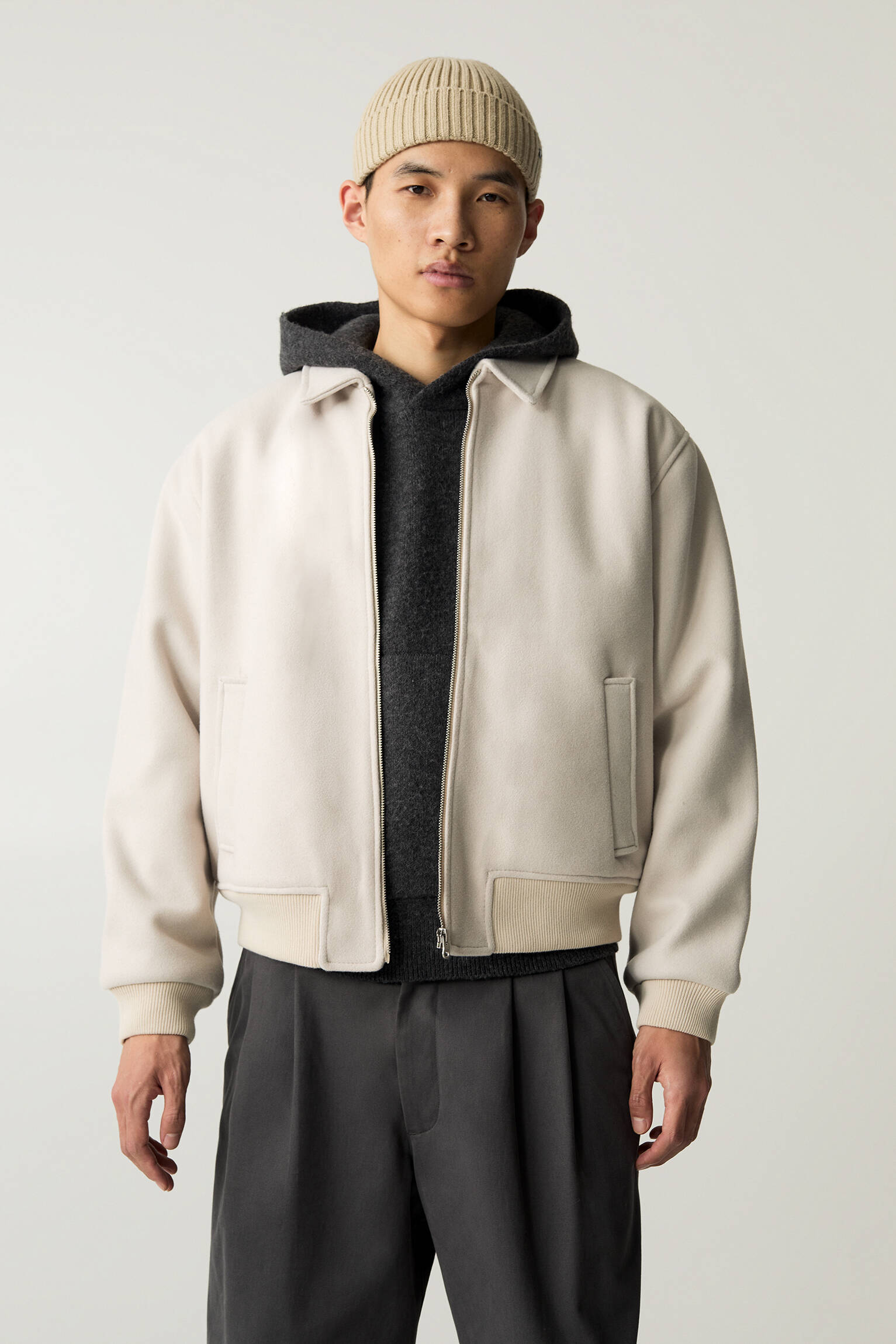 Felt texture bomber jacket - PULL&BEAR
