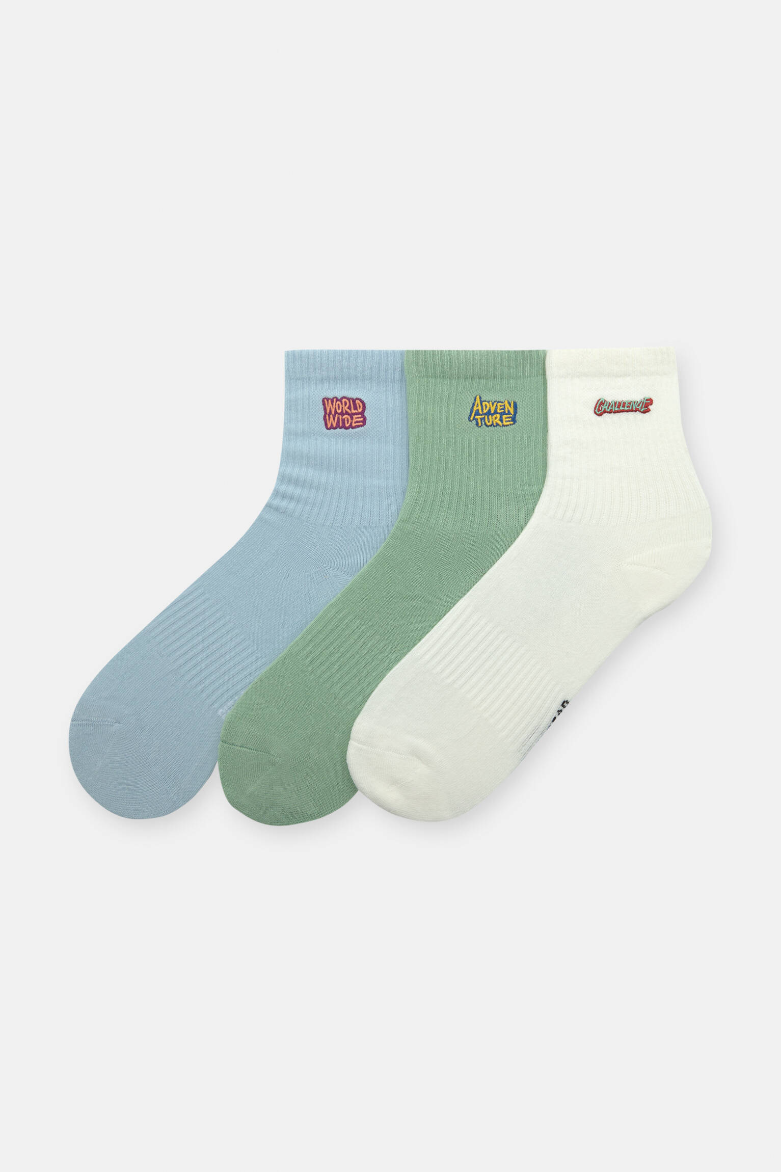 3-pack of embroidered long socks - pull&bear