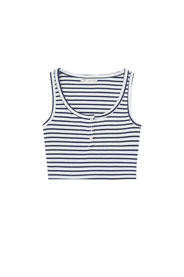 Striped cropped tank top - PULL&BEAR
