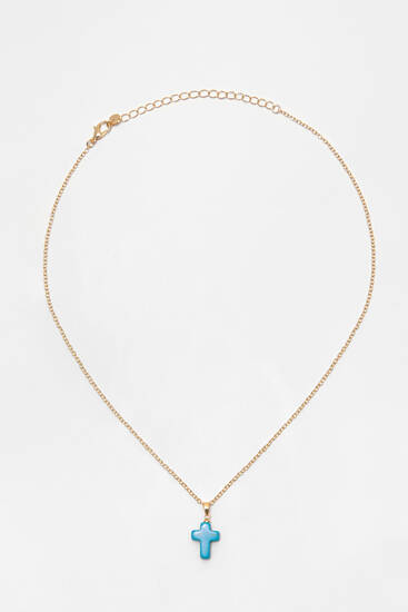 Collana con ciondolo di croce turchese - PULL&BEAR