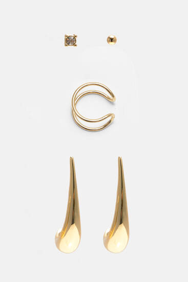 4-pack of gold-toned ear cuffs and earrings - PULL&BEAR