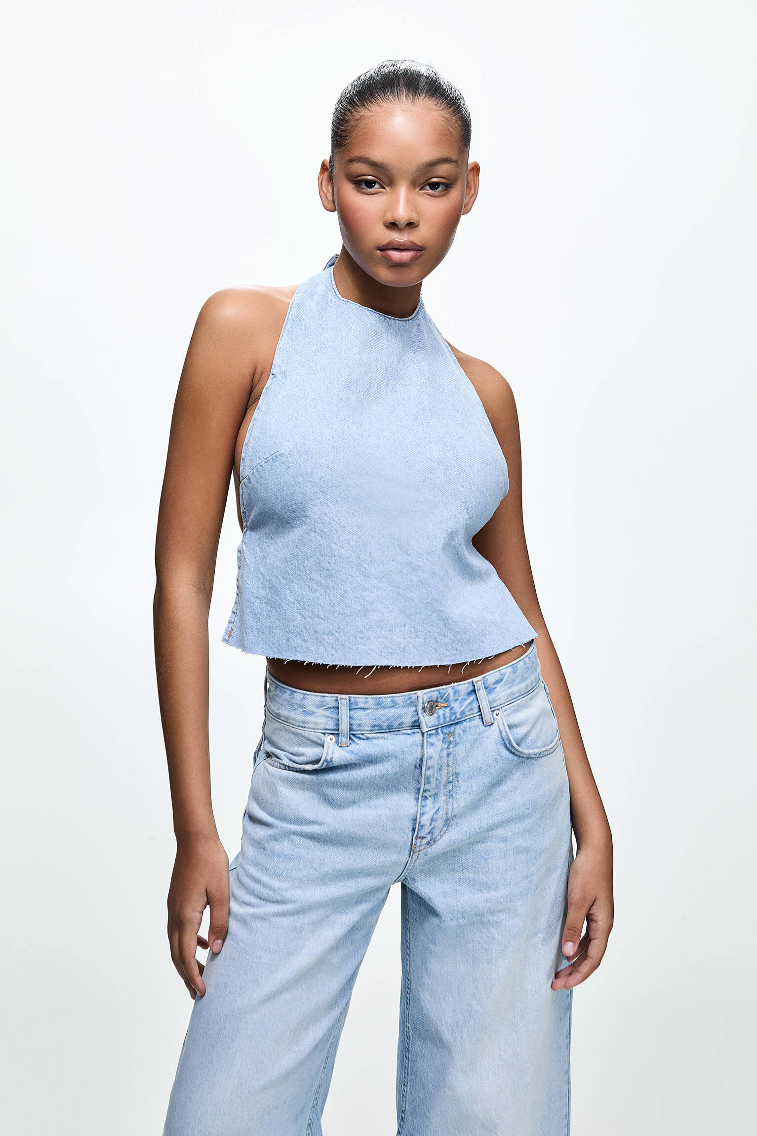 Denim halter top - PULL&BEAR