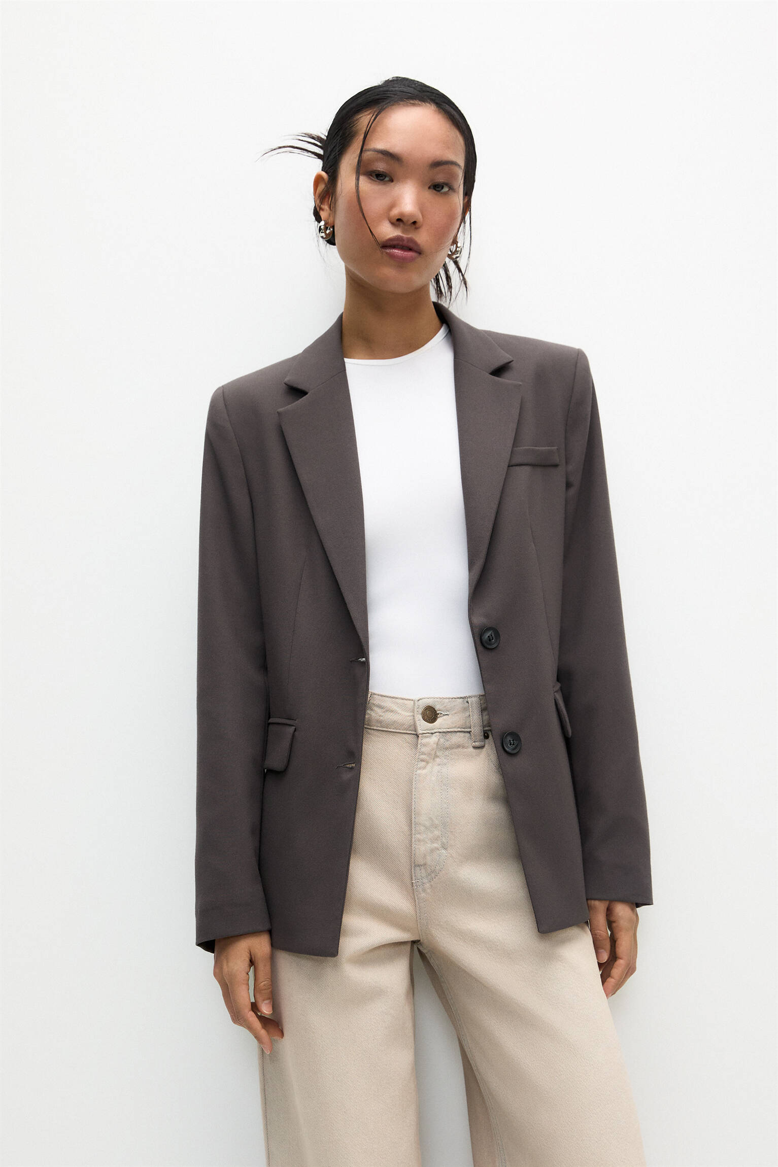 Double-breasted blazer with flap pockets - PULL&BEAR