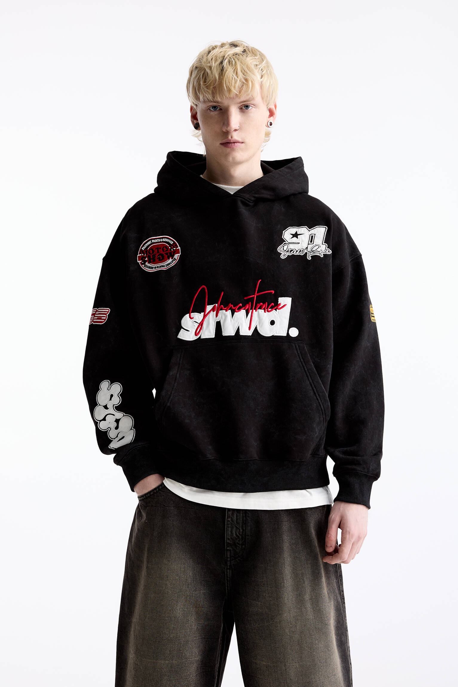 STWD racing patches hoodie - PULL&BEAR