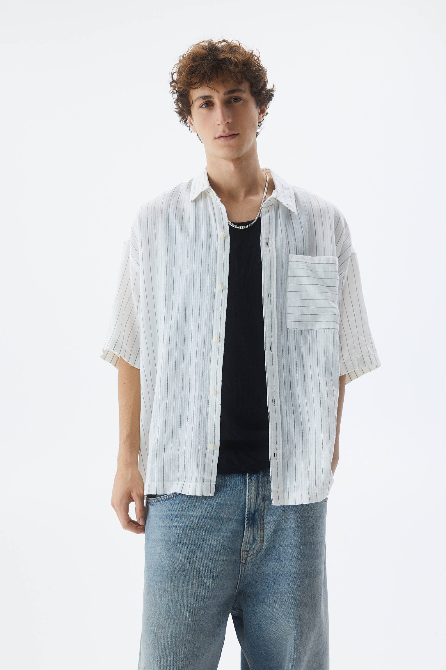 Short sleeve striped shirt - PULL&BEAR
