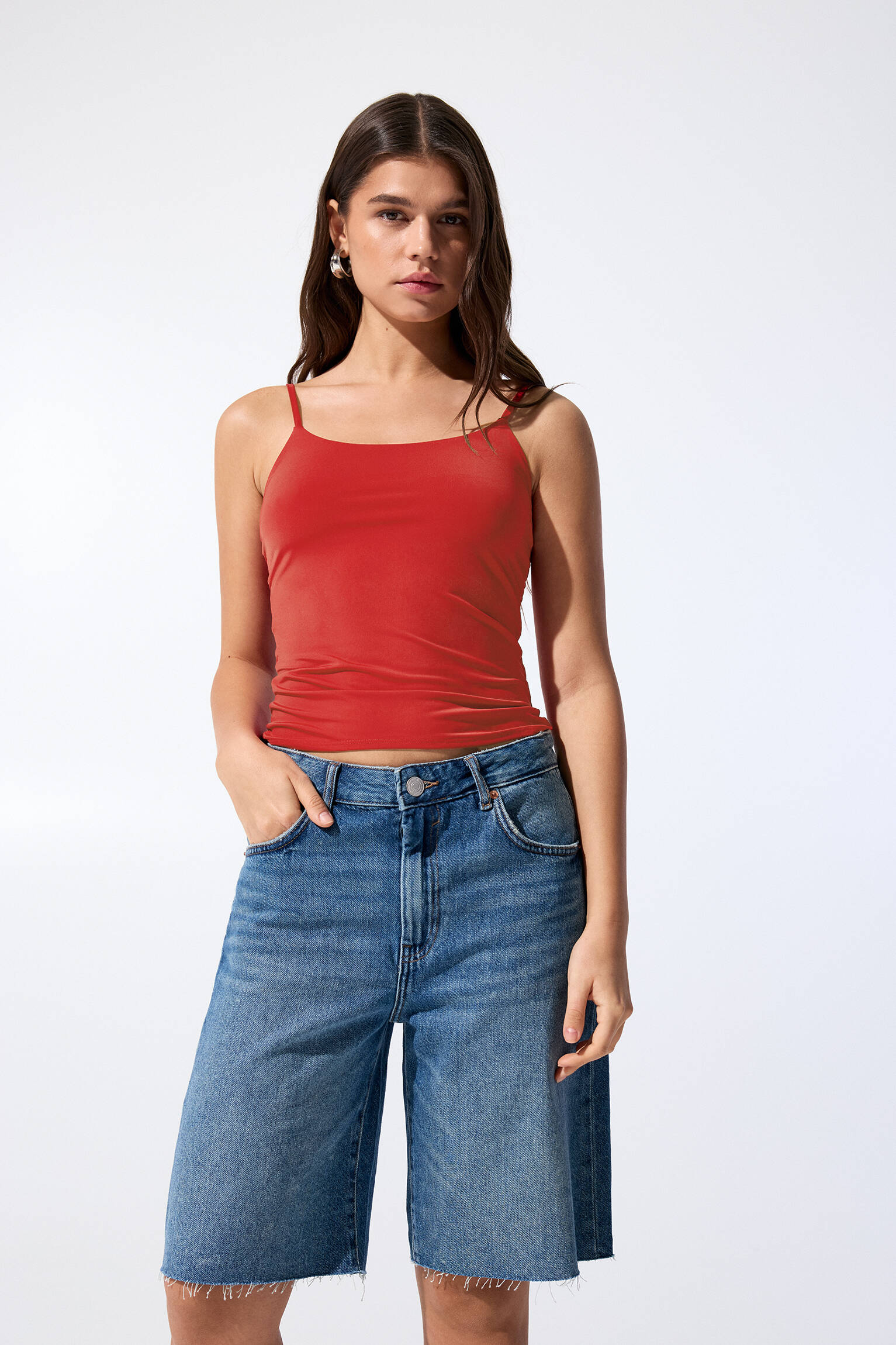Polyamide top with thin straps - pull&bear