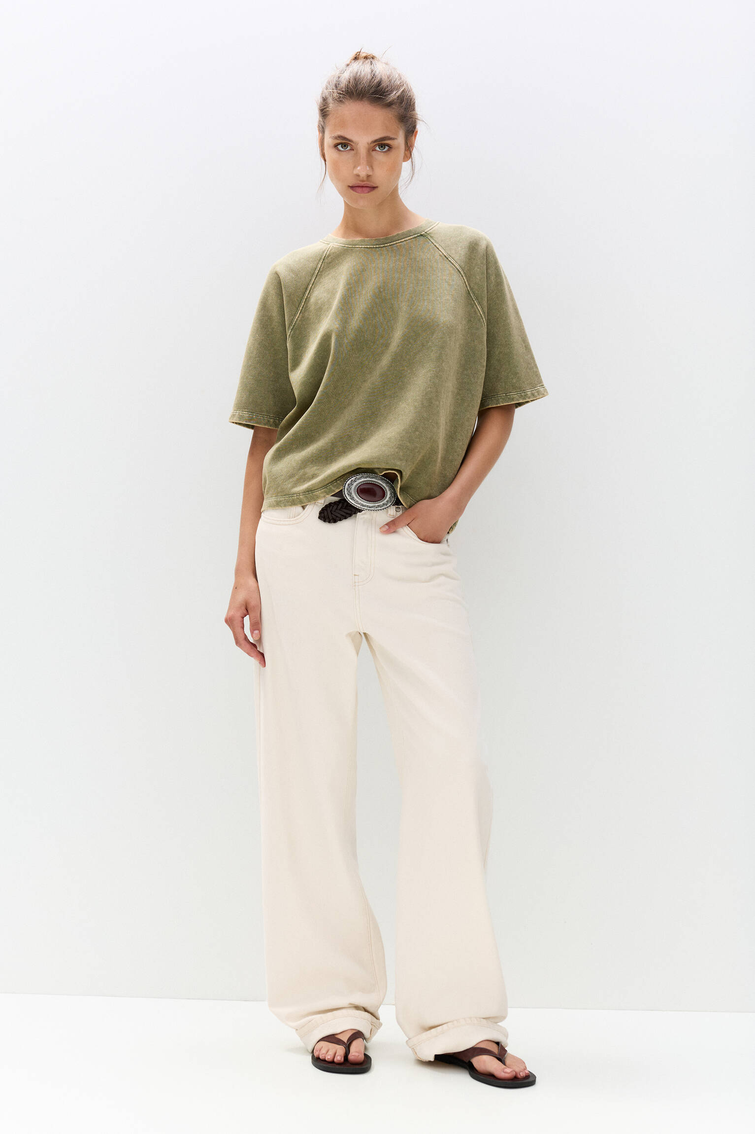 Straight baggy jeans with turn-up hems - pull&bear