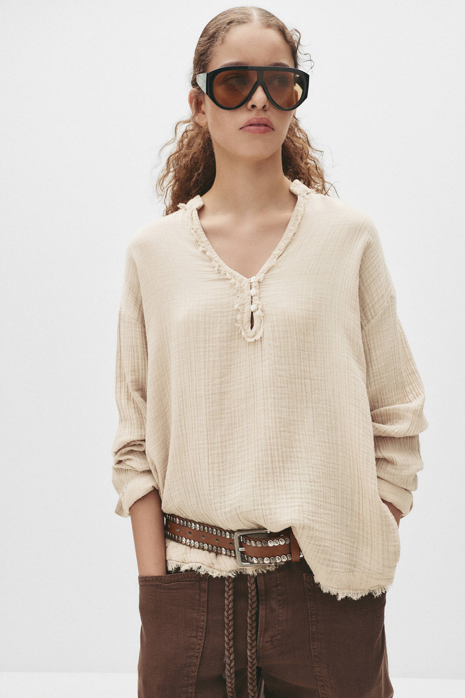 Rustic oversize blouse - pull&bear