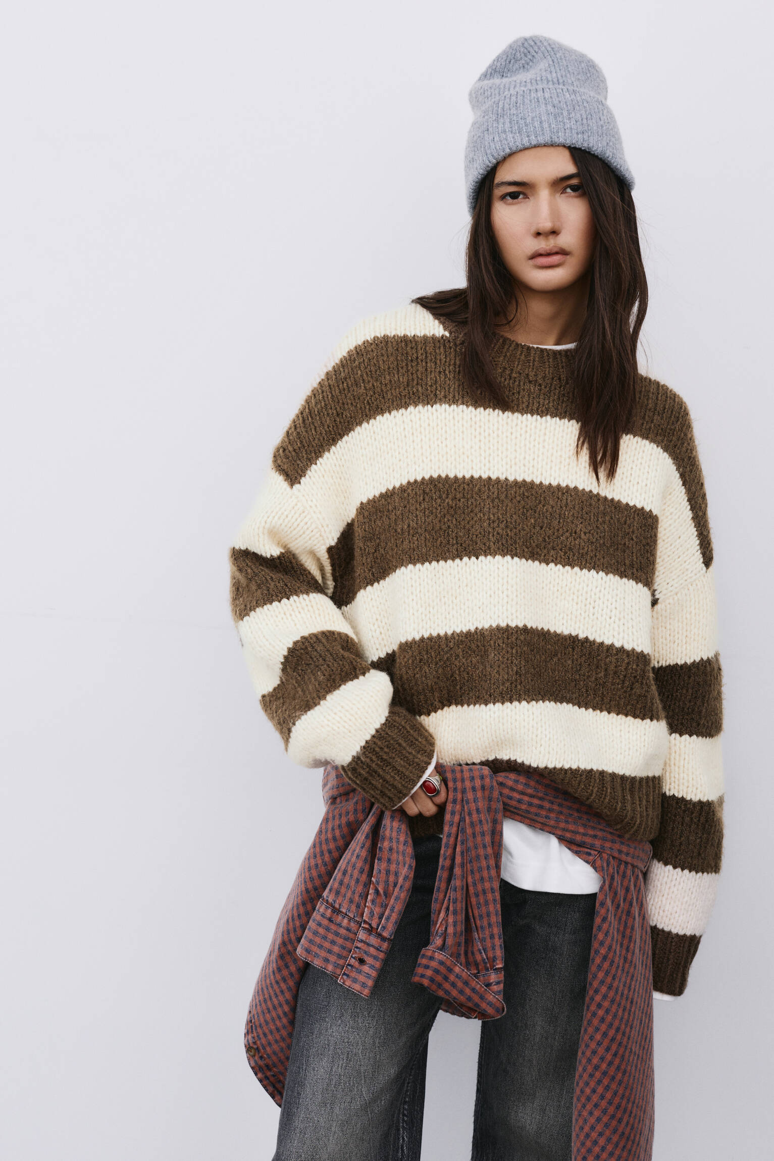 Grober Strickpullover mit Streifen - PULL&BEAR