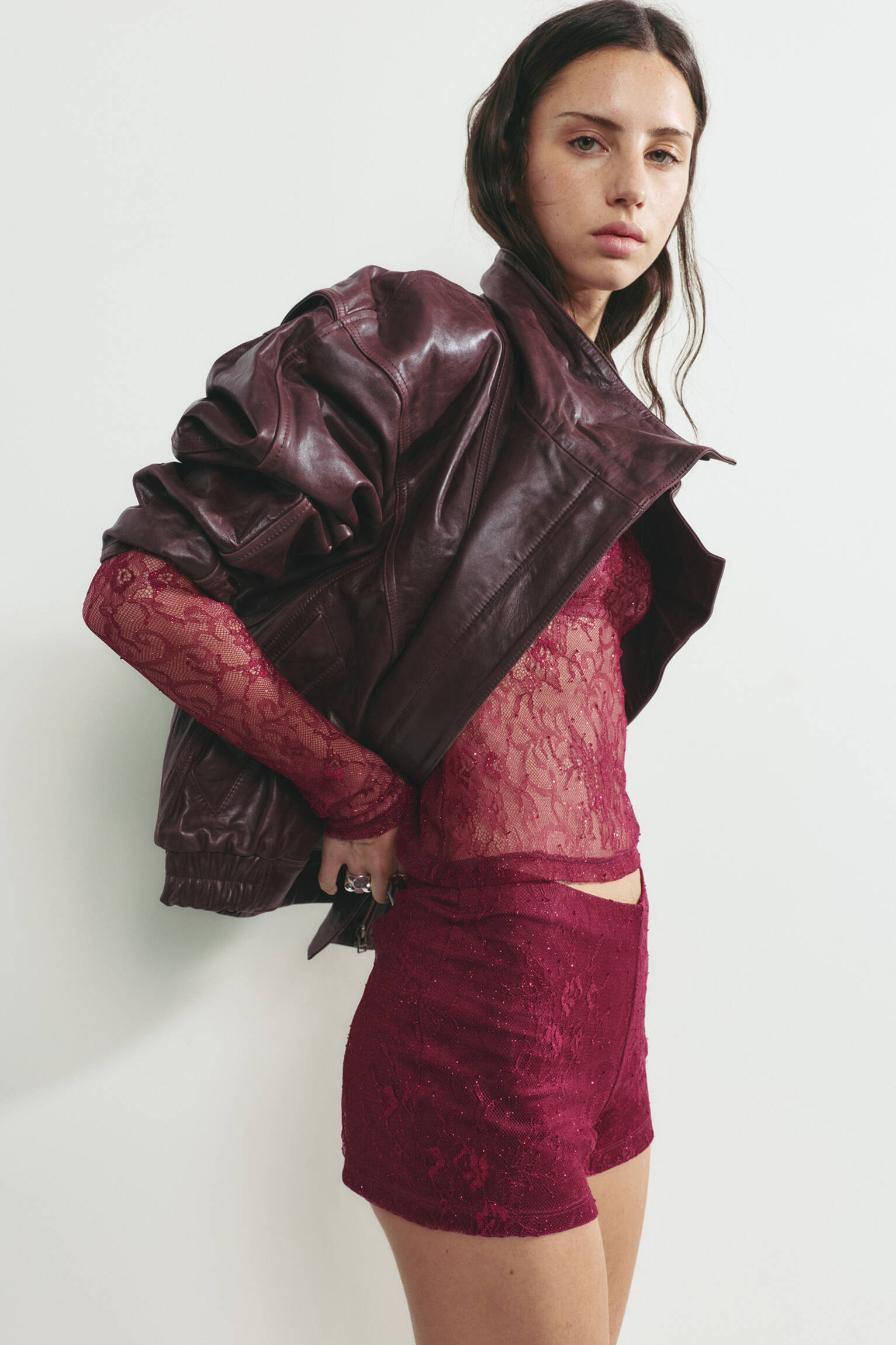 Shimmering lace mini shorts - Pull&Bear United States
