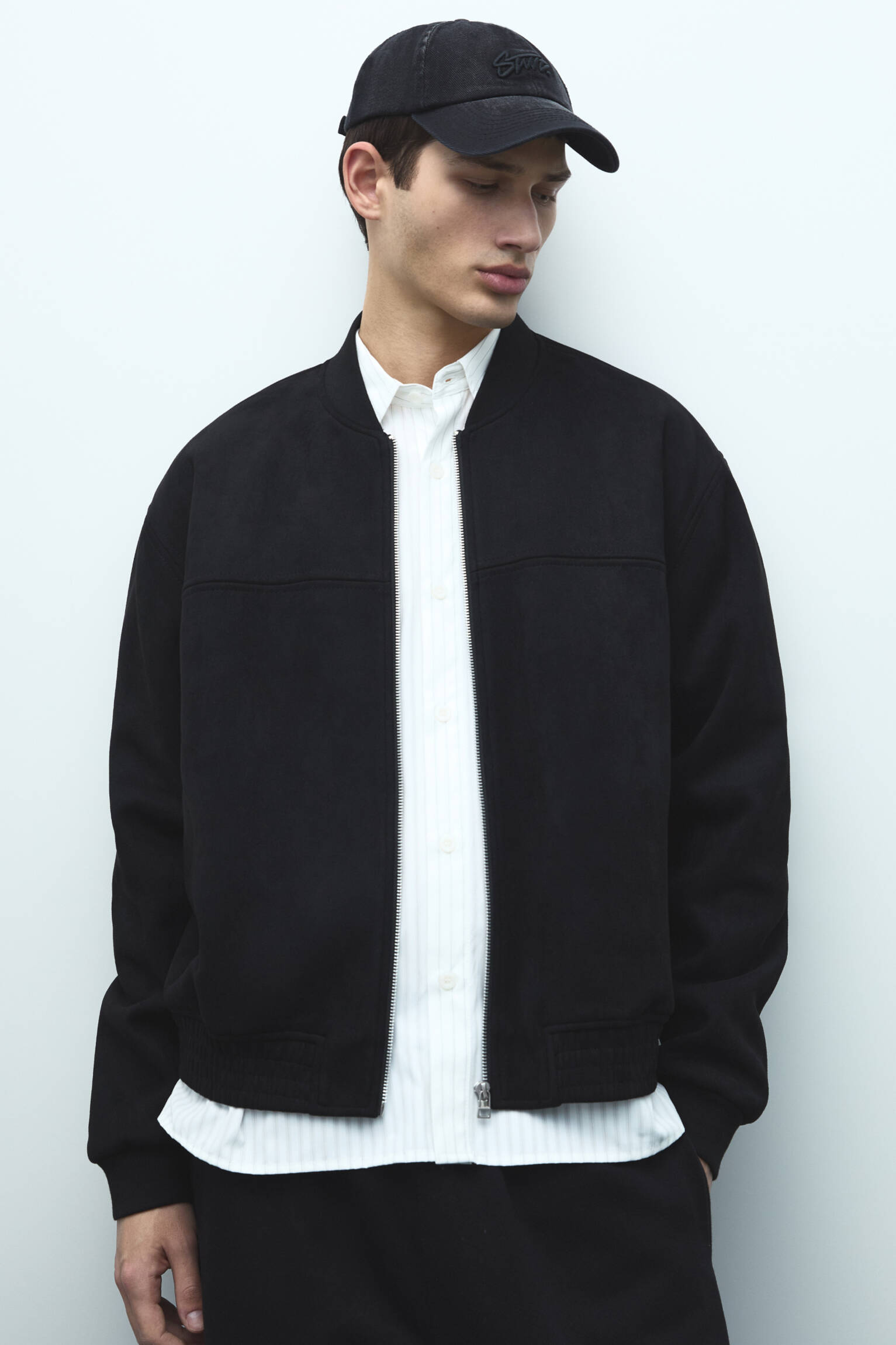 Faux suede bomber jacket - pull&bear
