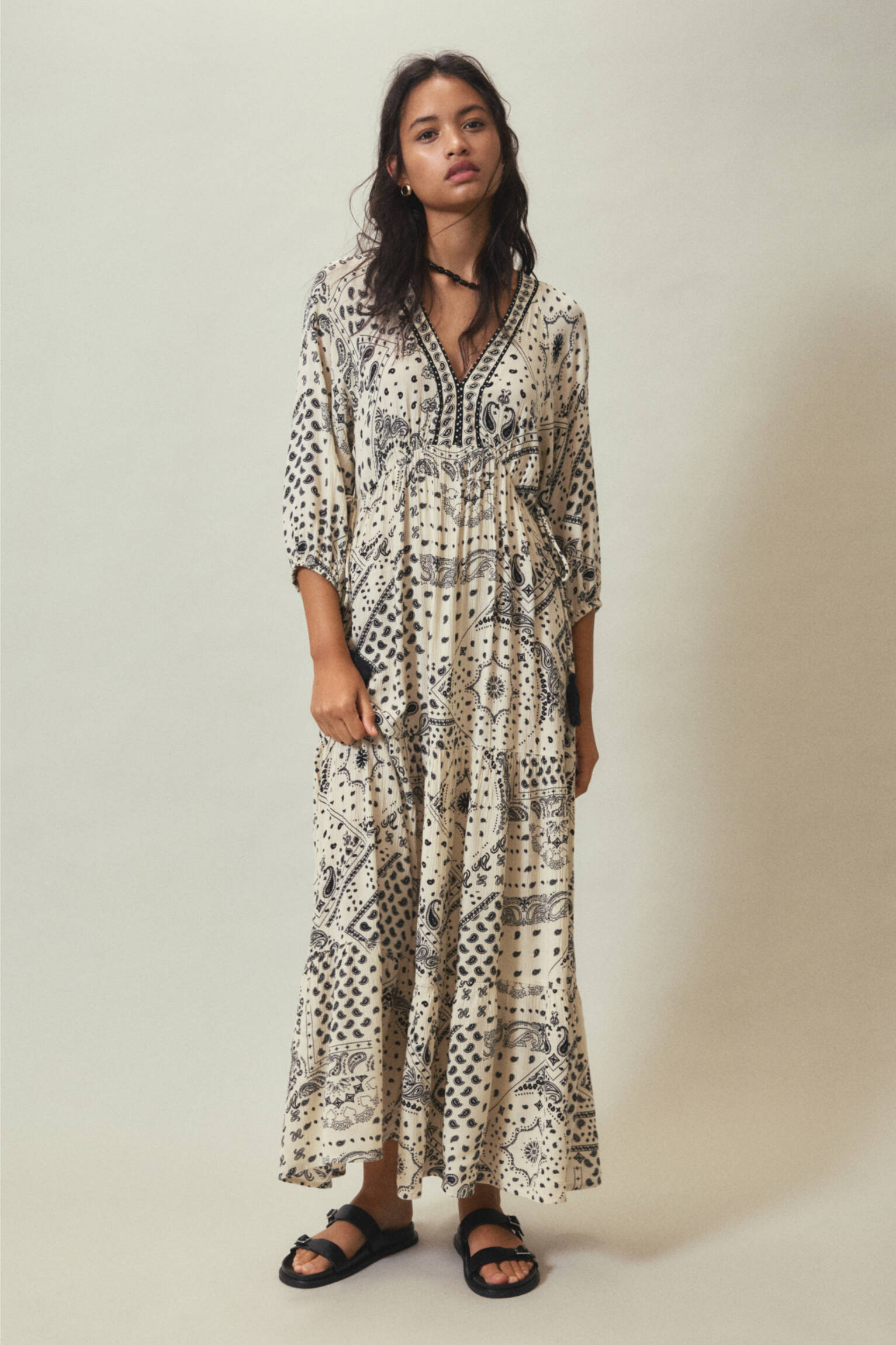 Printed midi dress - PULL&BEAR