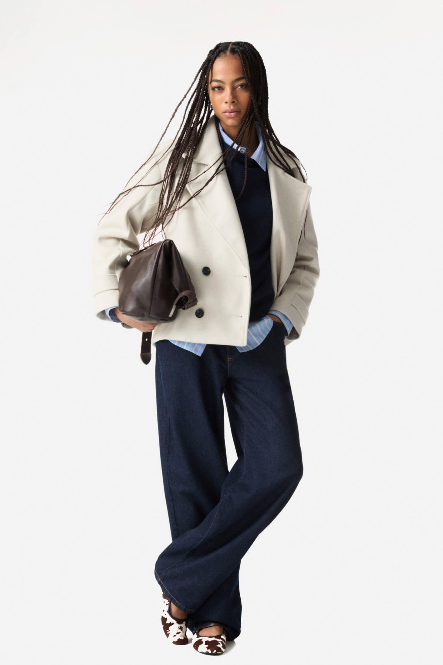 Short felt texture coat - PULL&BEAR