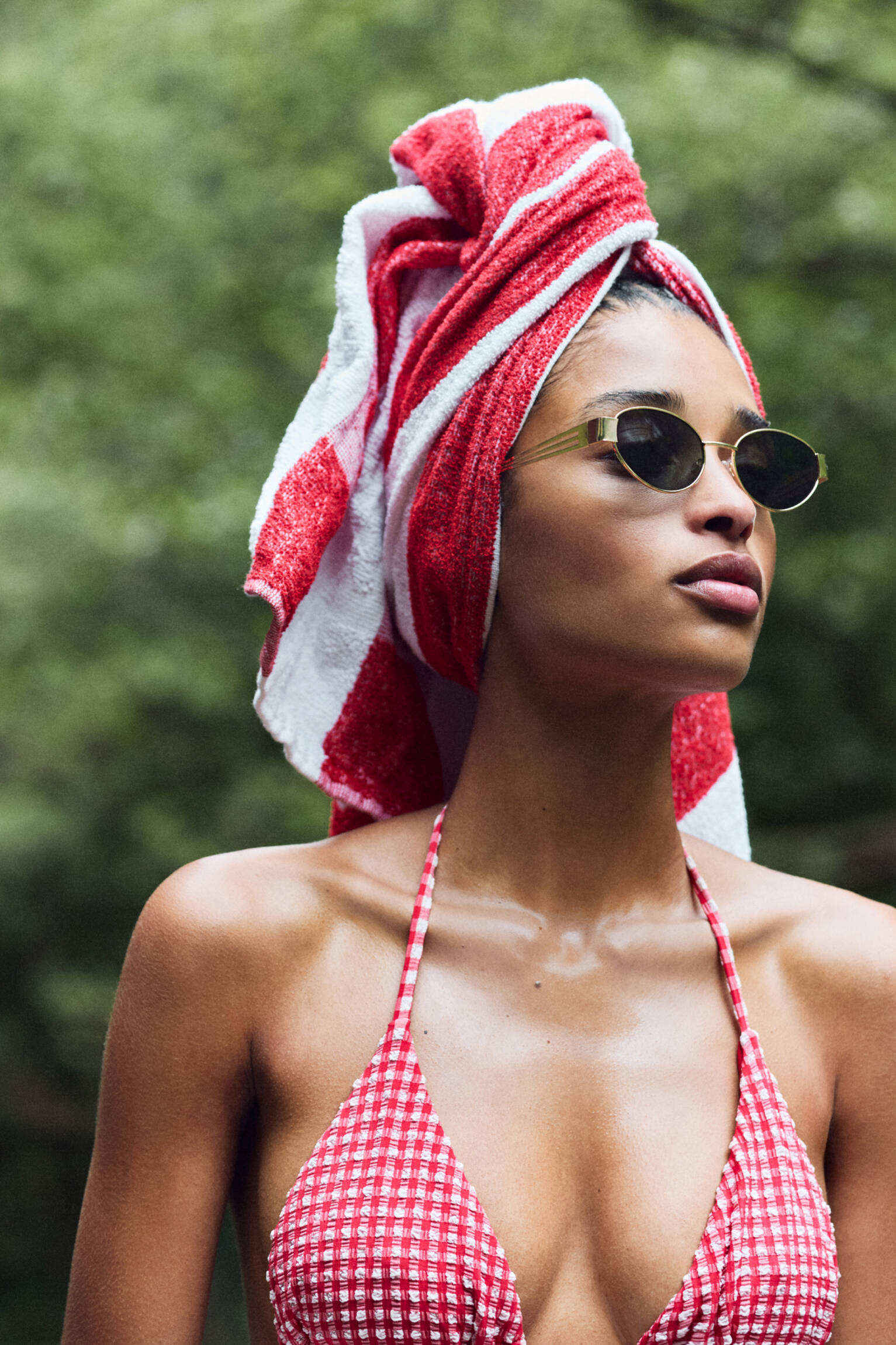 Gingham triangle bikini top - pull&bear