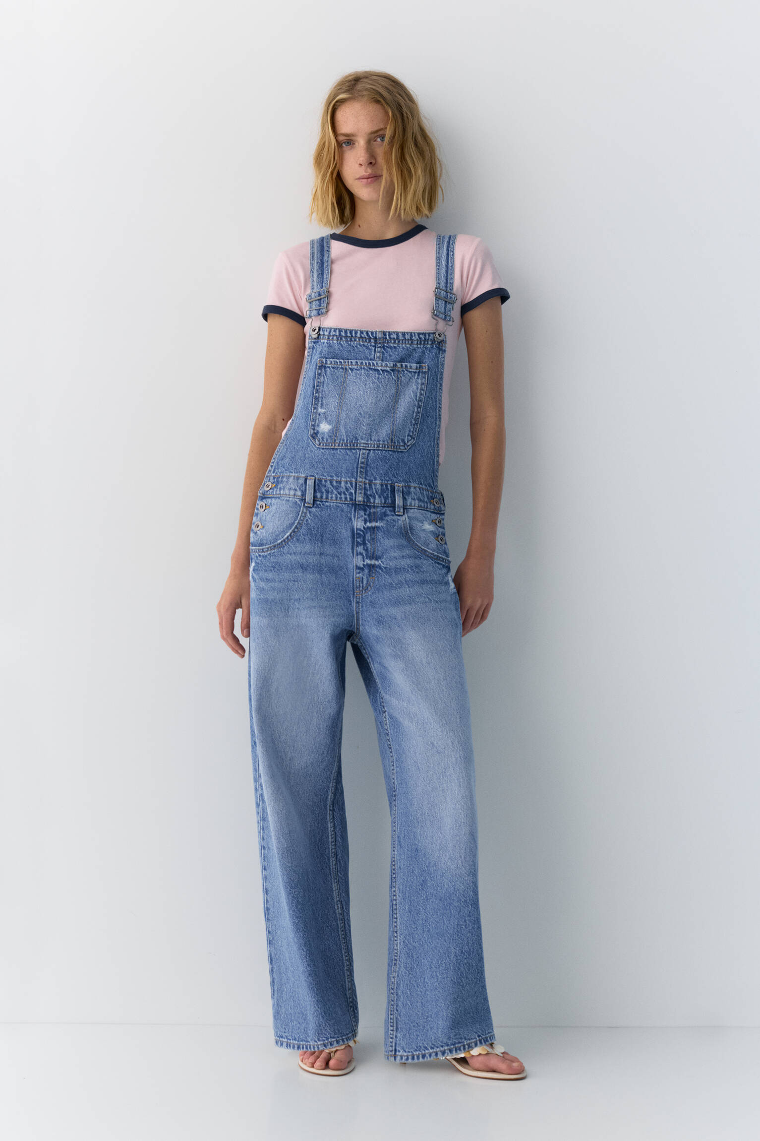 Long denim dungarees - Pull&Bear United Kingdom